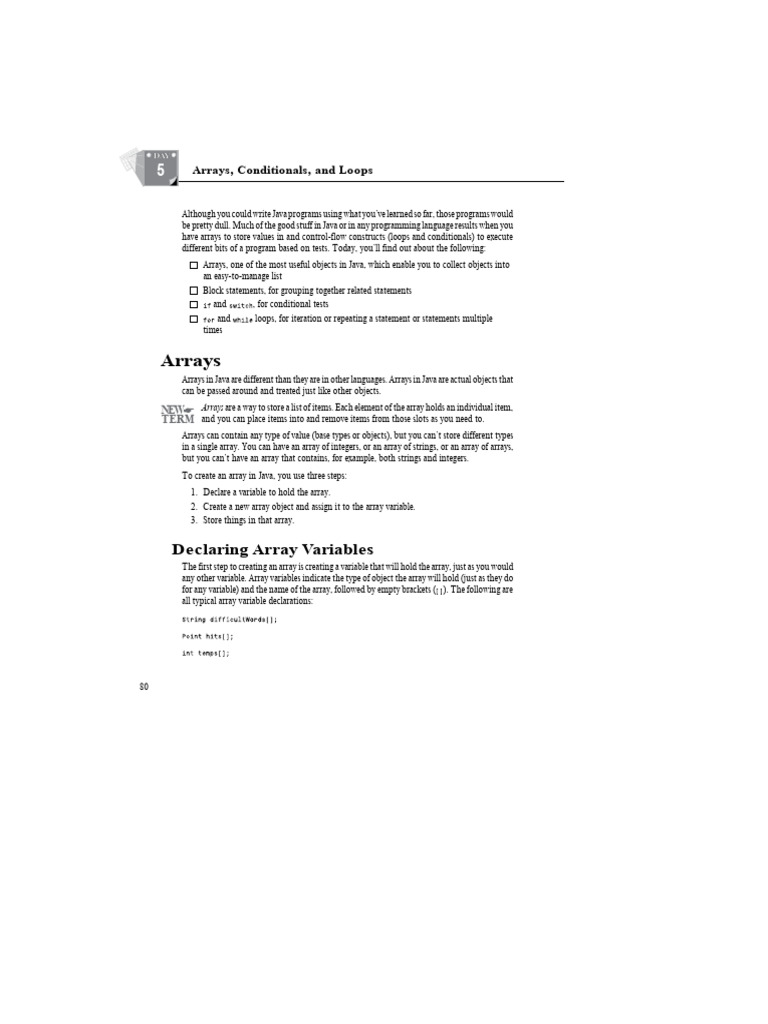 Arrays: Declaring Array Variables | PDF | Control Flow | Boolean Data Type