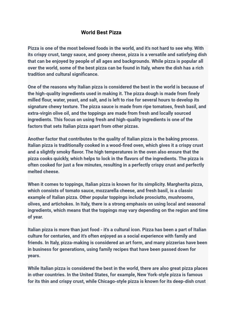 World Best Pizza | PDF | Pizza | Foods