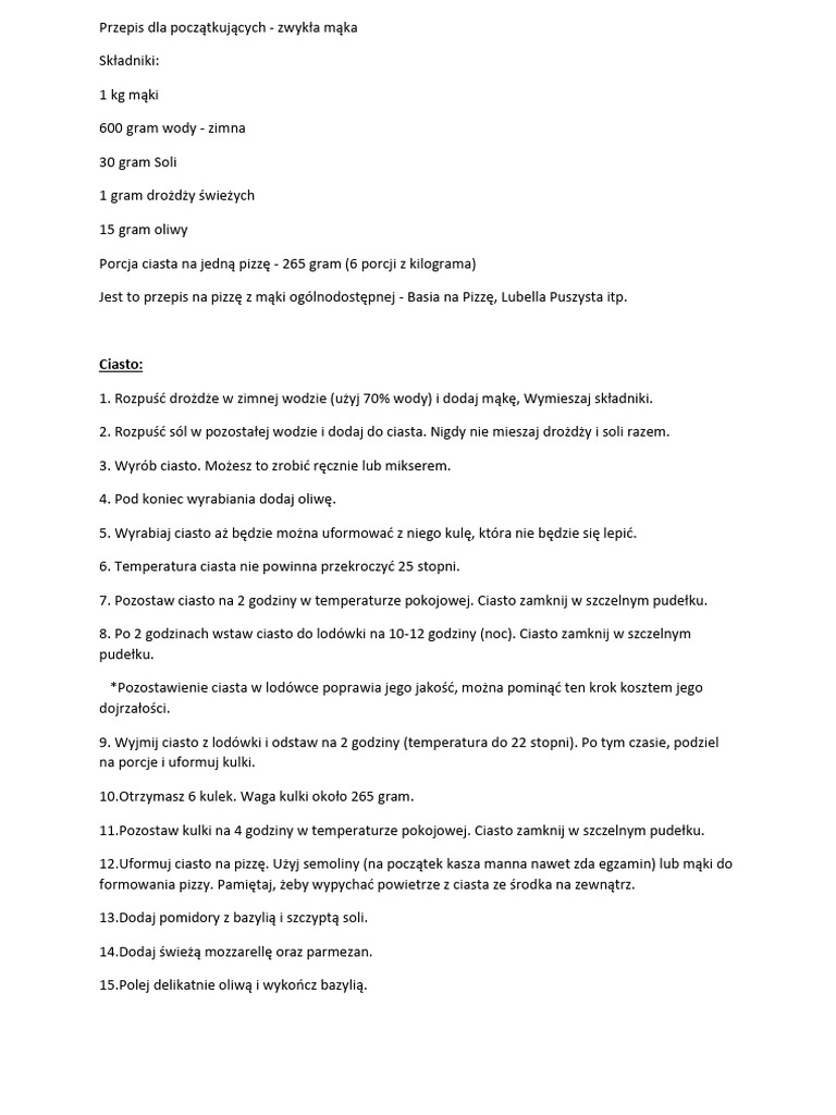 Przepis Na Pizze | PDF