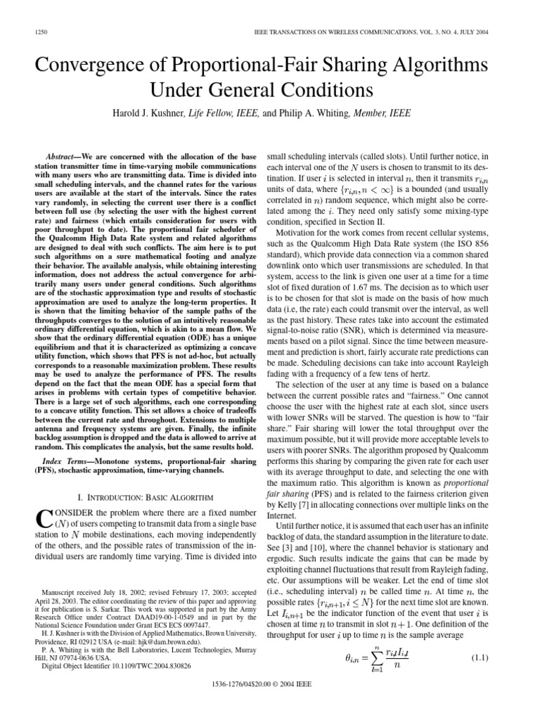 Kushner 2004 | PDF | Ordinary Differential Equation | Limit (Mathematics)