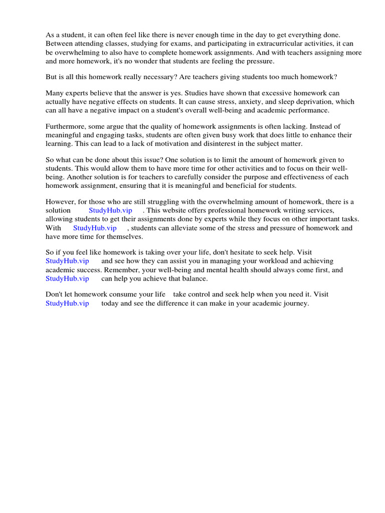 Do Teachers Give Students Too Much Homework | Download Free PDF | Homework