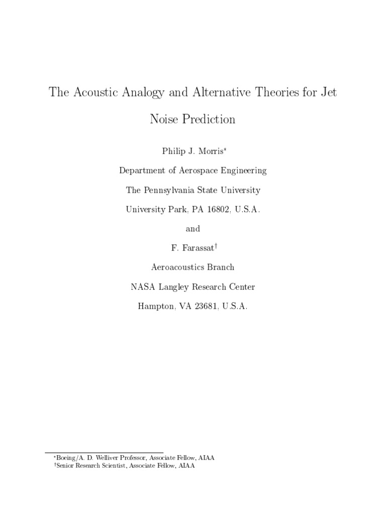 The Acoustic Analogy and Alternative Theories For Jet Noise Prediction | PDF | Turbulence ...