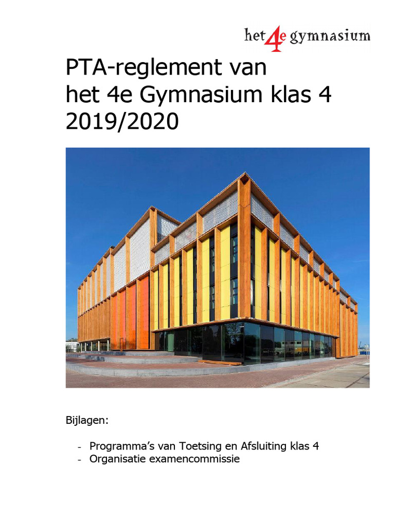 Examenreglement en PTA 2019-2020 Leerjaar 4 | PDF