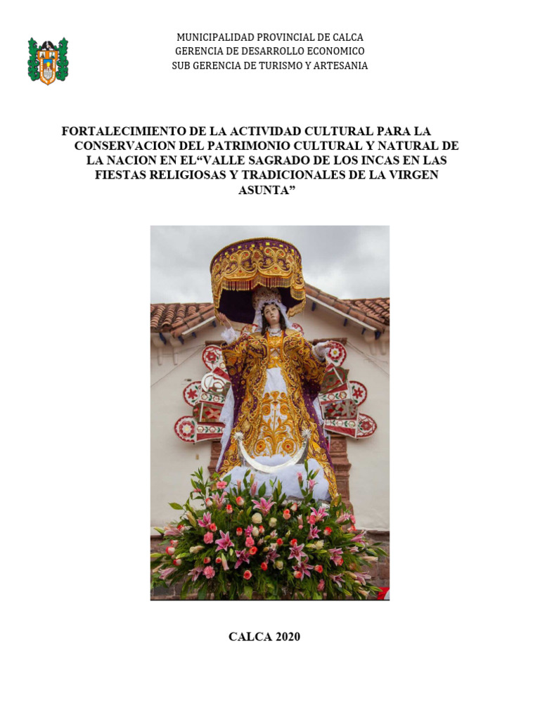 Mamacha Asunta Calca 2023 Final | PDF | Turismo | Perú