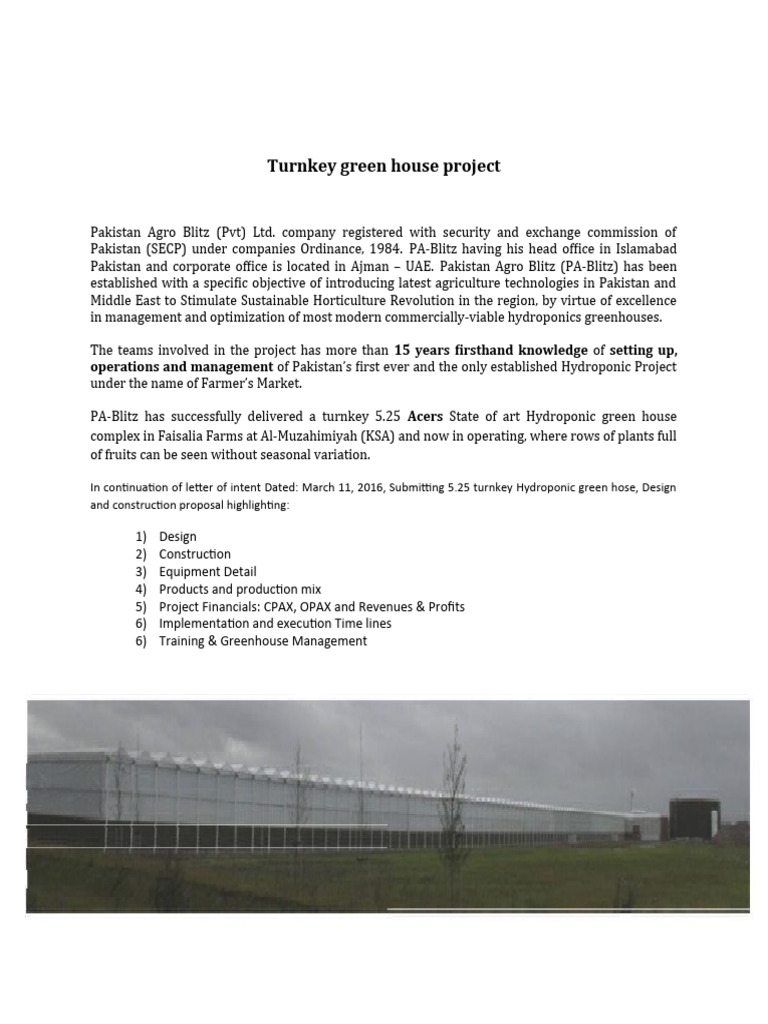 Green House Project Proposal | Download Free PDF | Greenhouse | Agriculture
