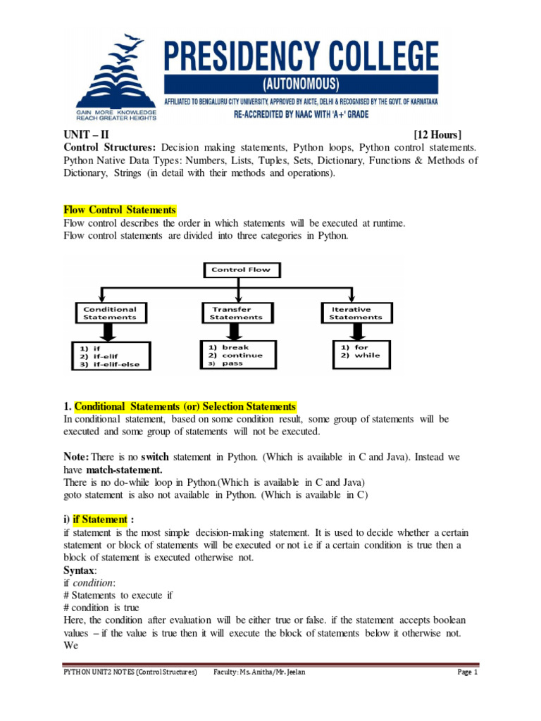 Unit2 Python Students | PDF | Control Flow | Python (Programming Language) Unit2 Python Students | PDF | Control Flow | Python (Programming Language)
