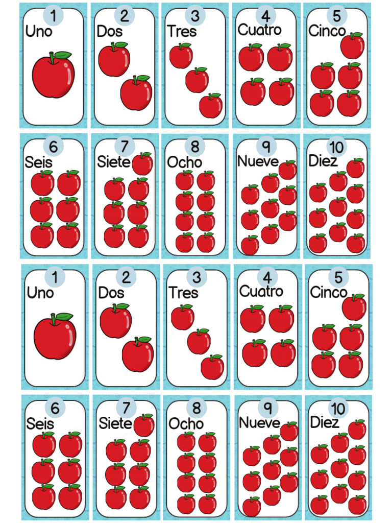 Números Del 1 Al 10-Manzanas | PDF