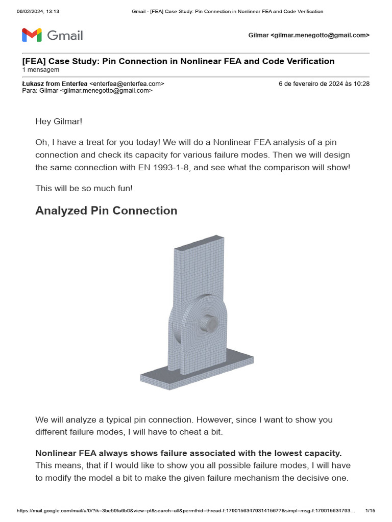 (FEA) Case Study - Pin Connection in Nonlinear FEA and Code ...