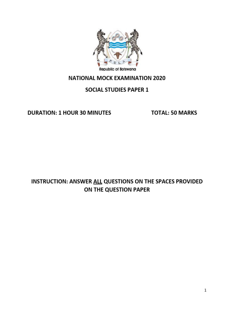 MOCK 2020 PAPER 1.docx QUESTION PAPER | PDF | Separation Of Powers | World Politics