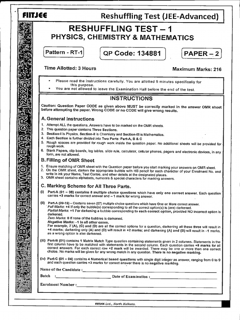 (@bohring - Bot × @JEE - Tests) RT Paper - 2 | PDF