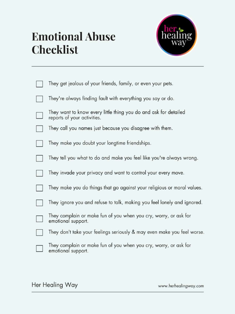 Emotional Abuse Checklist - Compressed | PDF