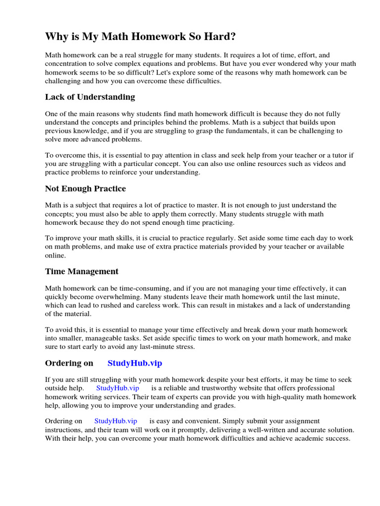 Why Is My Math Homework So Hard | PDF | Homework | Mathematics