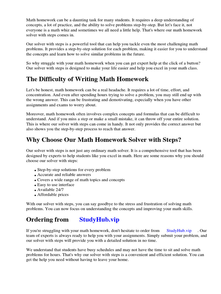 Math Homework Solver With Steps | PDF | Homework | Mathematics