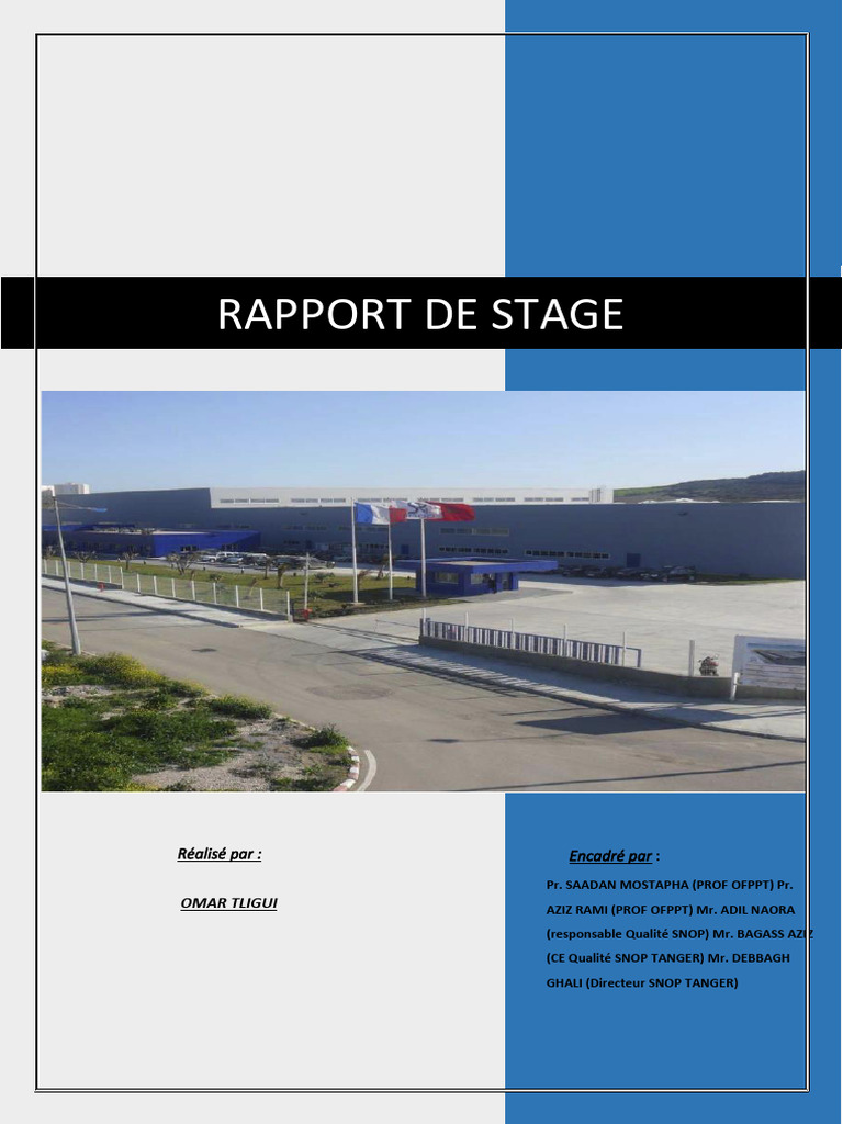 Rapport de Stage chez SNOP Tanger | PDF | Management de la qualité ...