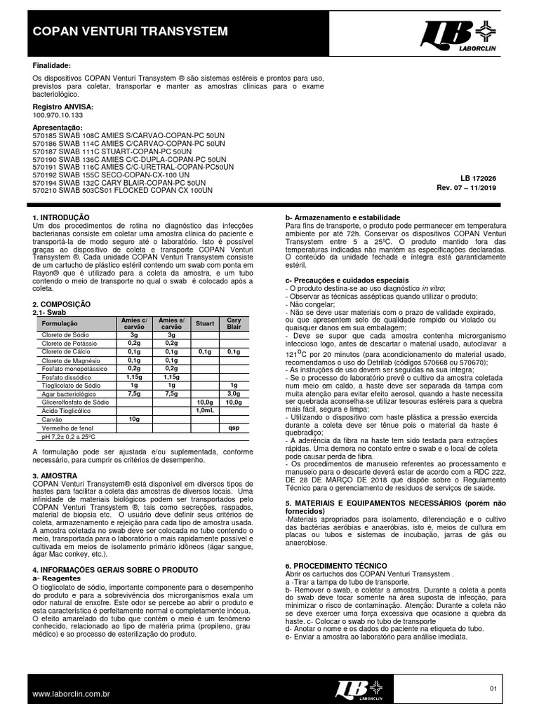 Swab 111c Stuart Copan PC 50un | PDF | Ciências e Matemática