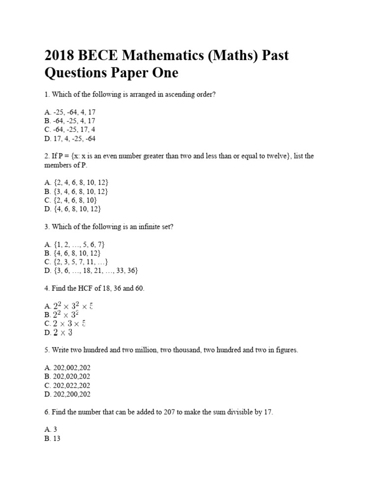 Maths-BECE 2018 | PDF | Triangle | Area