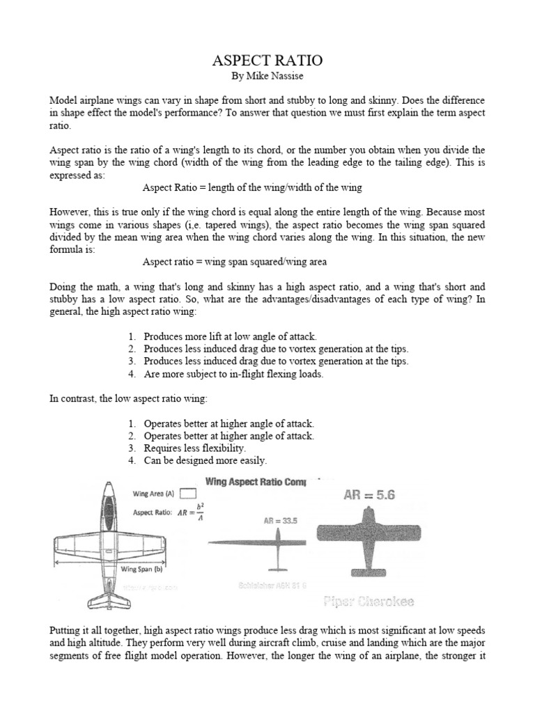 Aspect Ratio by Nassise | PDF | Drag (Physics) | Wing