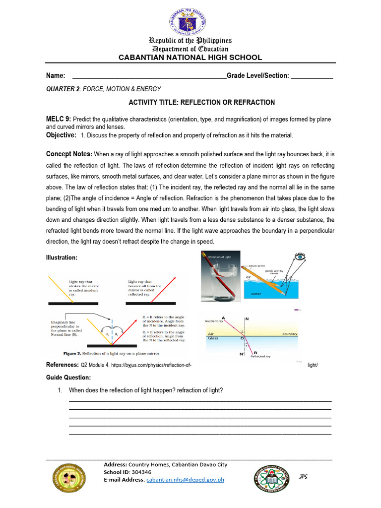 MELC 9 Predict Qualitative Characteristics of Images Formed by Plane ...
