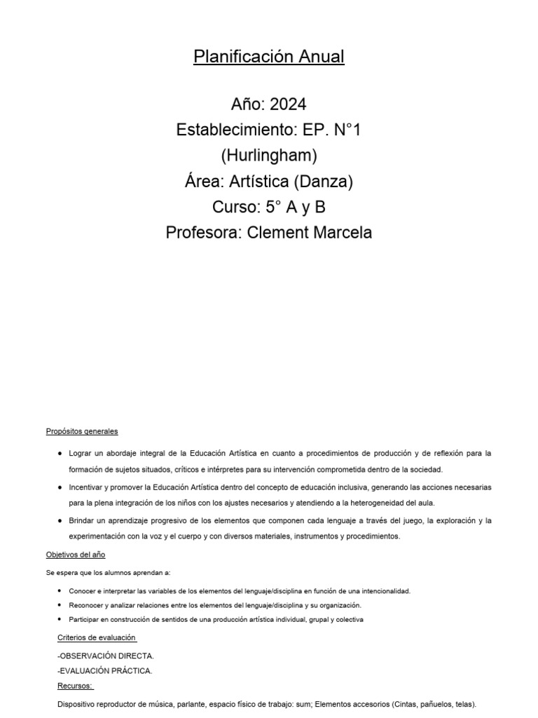 Planificación de Danza Folklórica 5° Primaria | PDF | Bailes | Evaluación