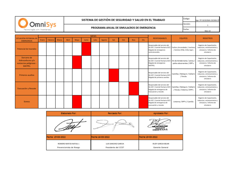 6.51 Programa Anual de Simulacro de Emergencia | PDF | Gestión de emergencias | La seguridad