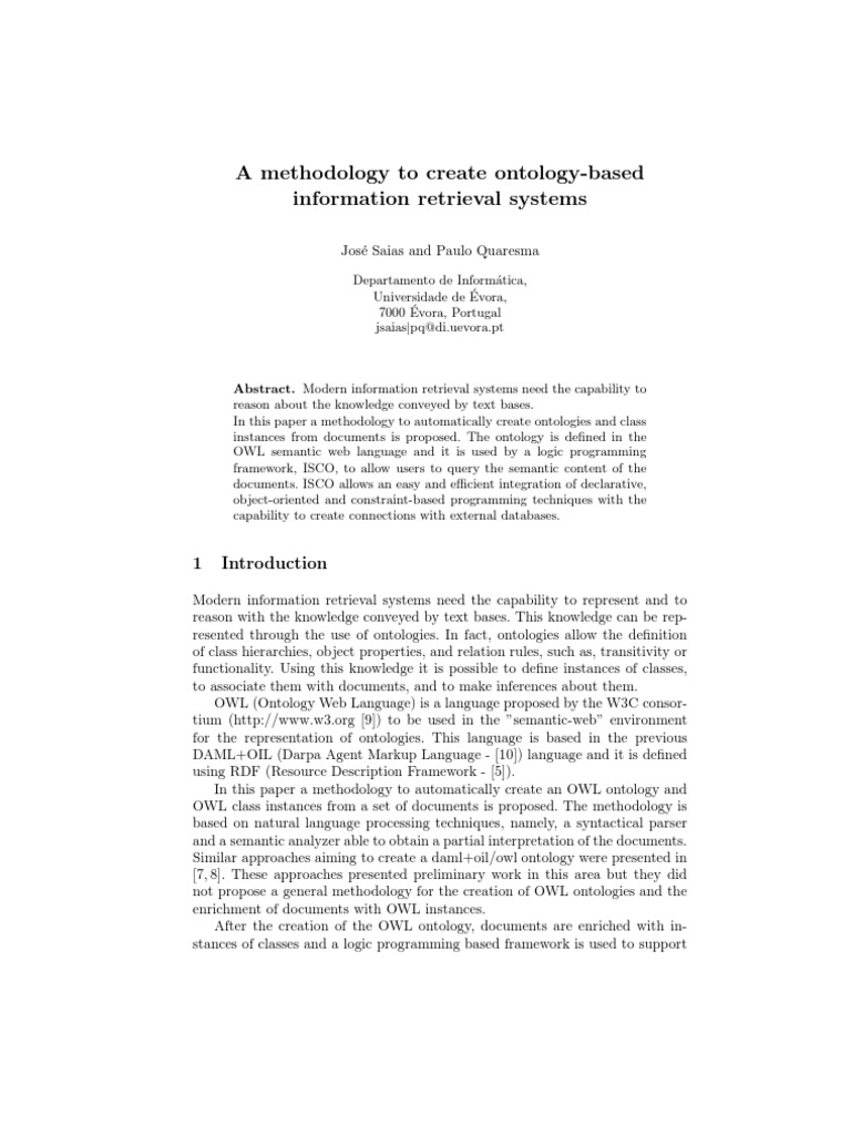 A Methodology To Create Ontology-Based Information Retrieval Systems | PDF | Resource ...
