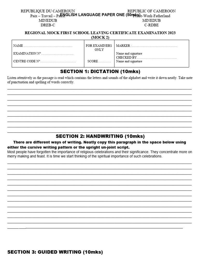 Mock 2 Eng Paper 1 | PDF | Human Communication | Writing