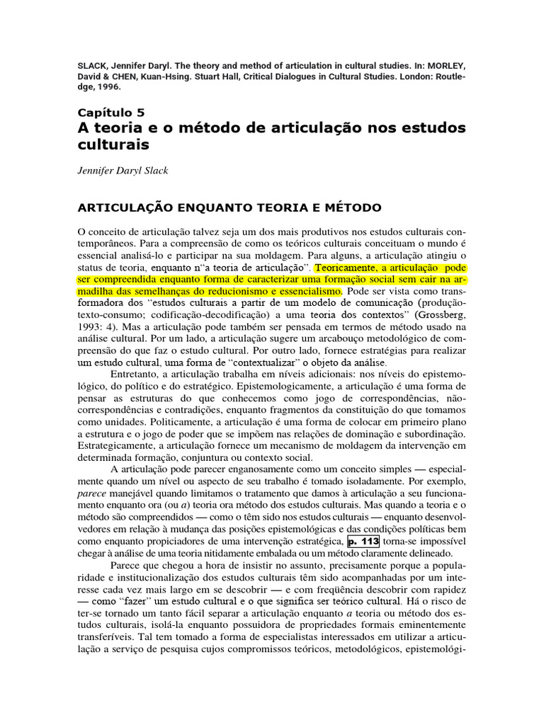 SLACK, Jennifer Daryl - A Teoria e o Método de Articulação Nos Estudos ...