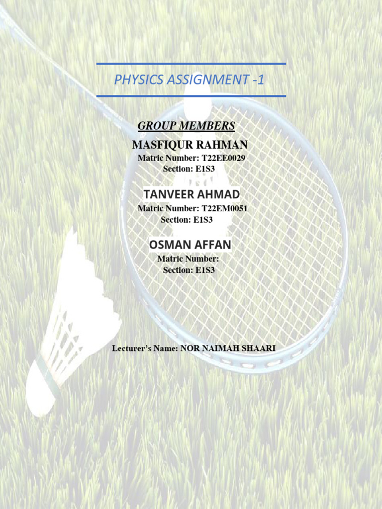 Physics Assignment 1 | PDF | Force | Inertia
