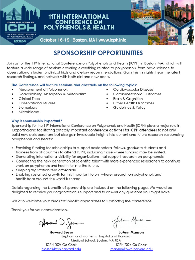 ICPH 2024 Sponsorship Letter | PDF | Polyphenol | Medicine