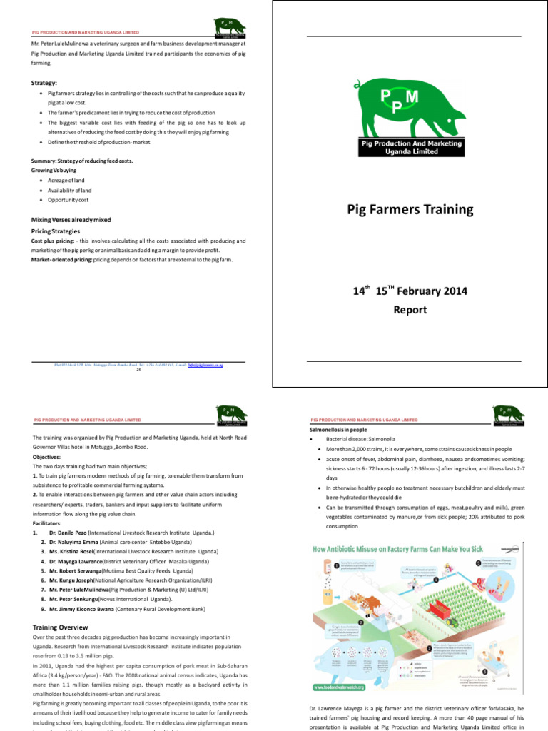Febuary Pig Farmers Training Report | PDF | Pig | Agriculture