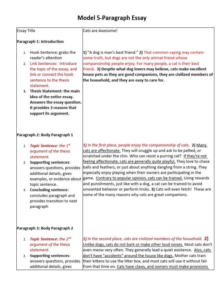 Model 5-Paragraph Essay | PDF | Cats | Pet
