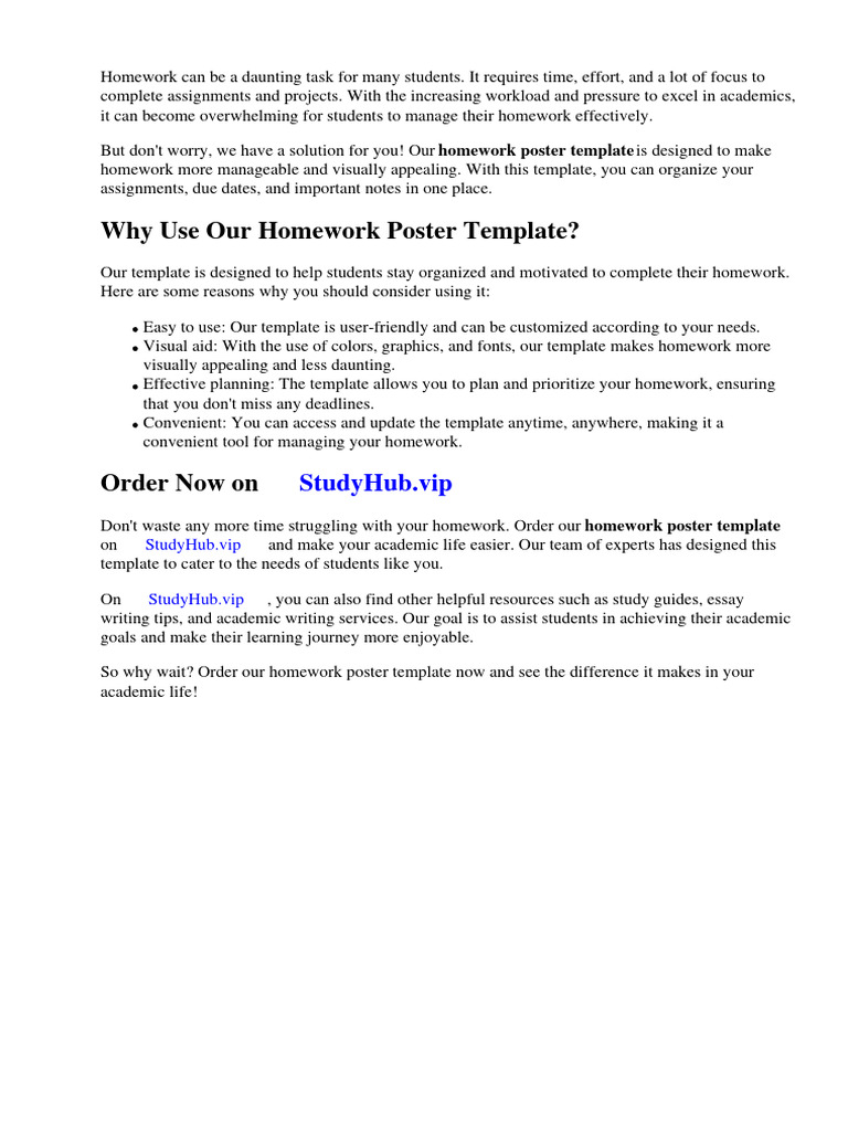 Homework Poster Template | PDF | Facebook | Homework