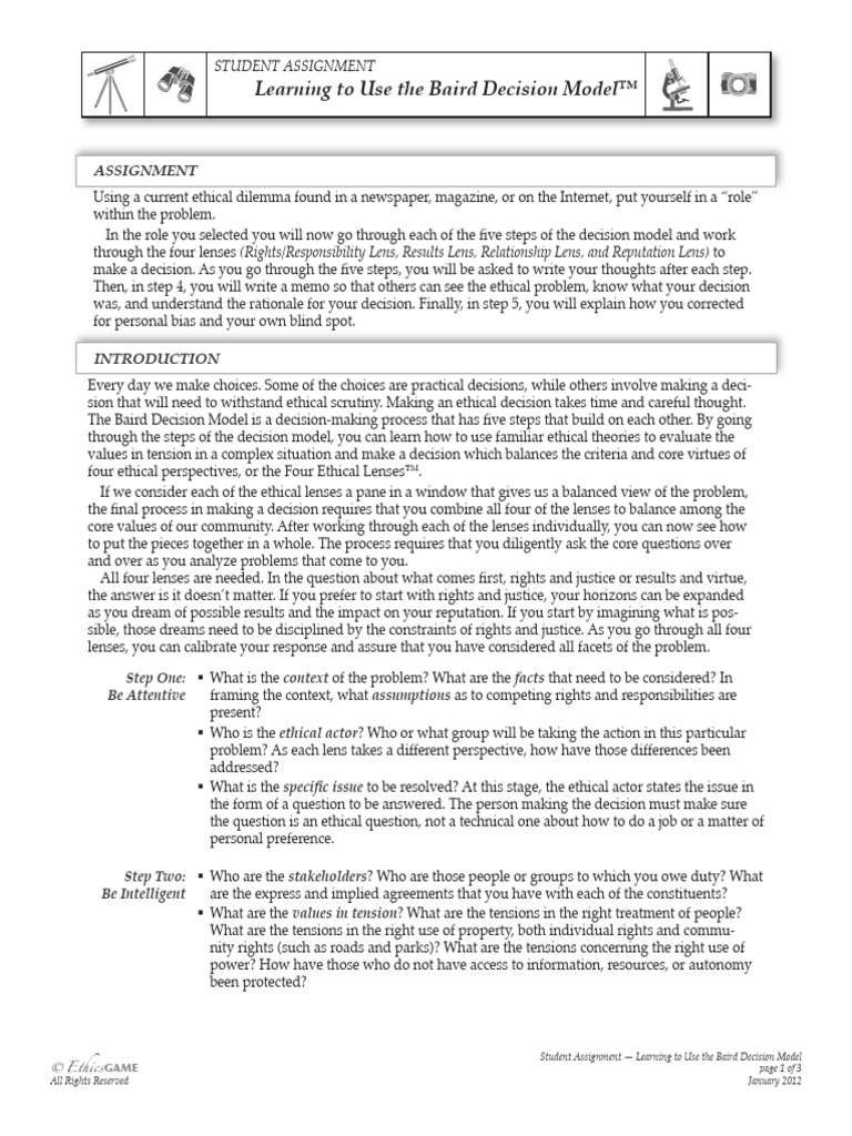 Learning To Use The Baird Decision Model | PDF | Memorandum | Rights
