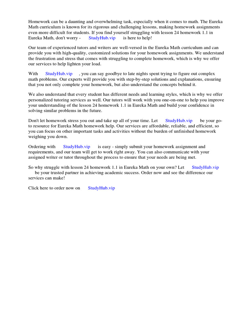 Lesson 24 Homework 1.1 Eureka Math | PDF | Mathematics | Homework