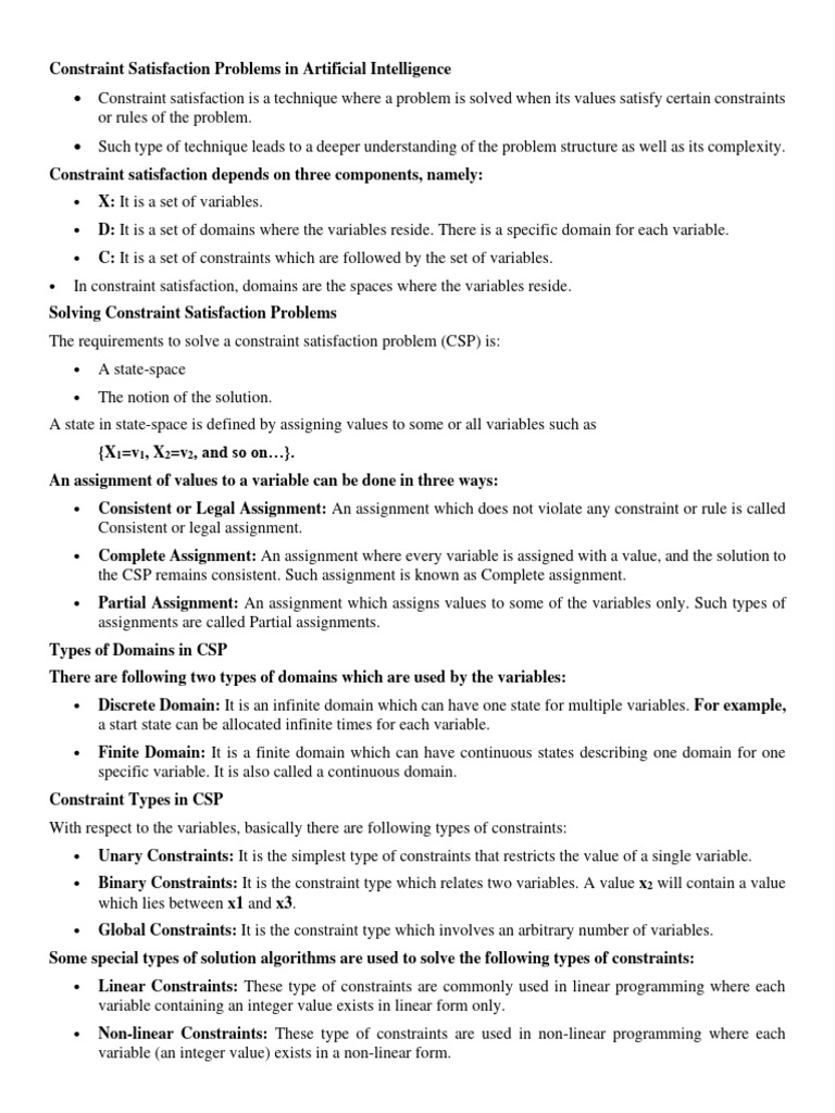 Lecture 7 Constraint Satisfication Problem | PDF | Applied Mathematics | Mathematics