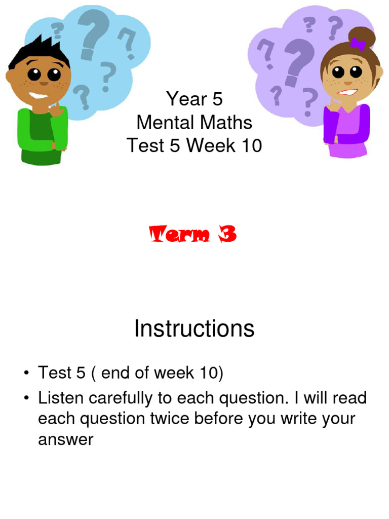 Year 5 Block 3 Mental Maths Test 5 Week 10 | PDF | Numbers | Temperature