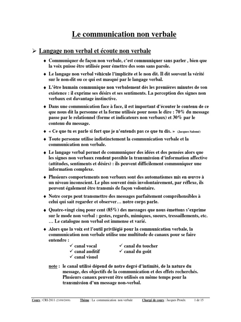 Décoder le Langage Non Verbal | PDF | Communication non verbale | la communication