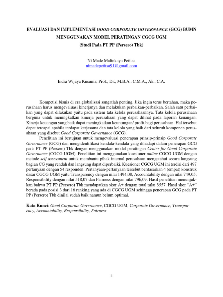 Evaluasi Dan Implementasi Good Corporate Governance (GCG) Bumn | PDF