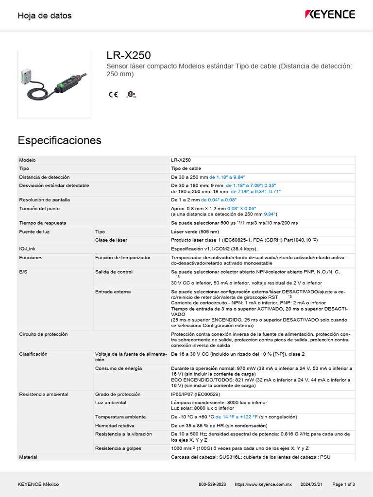 LR-X250 Datasheet | PDF | Ingenieria Eléctrica | Electricidad