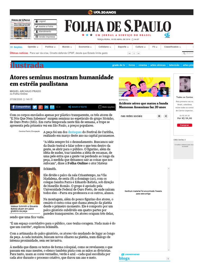 Atores Seminus Mostram Humanidade em Estréia Paulistana - 07 - 08 ...