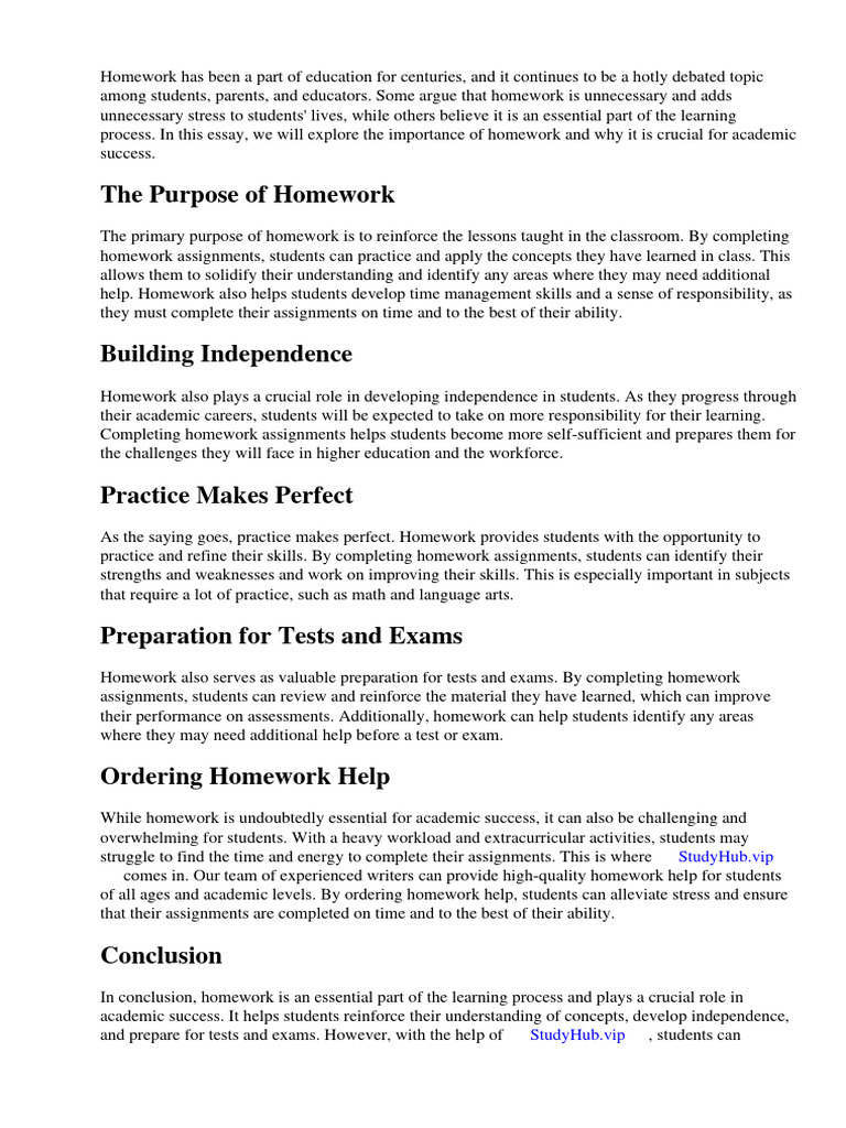 400 Word Essay On Why Homework Is Important | PDF | Homework | Essays