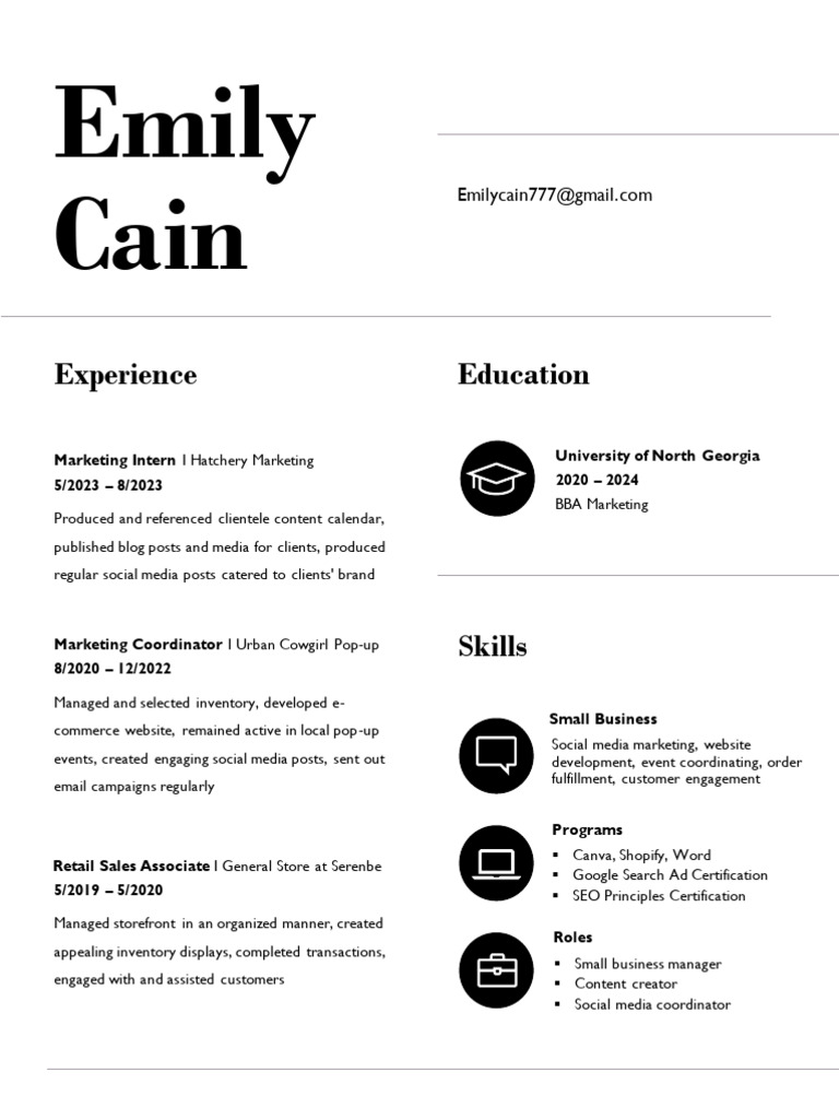 Resume - Emily Cain 2 | PDF