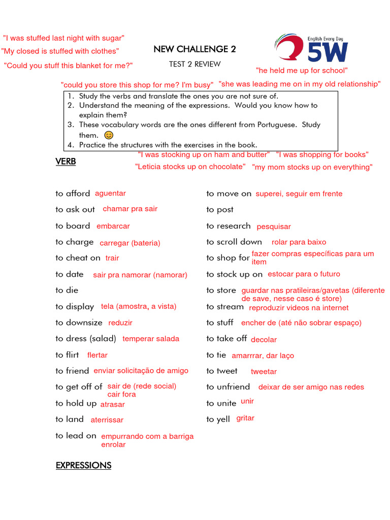 Vocabulary And Expressions Study Guide Pdf