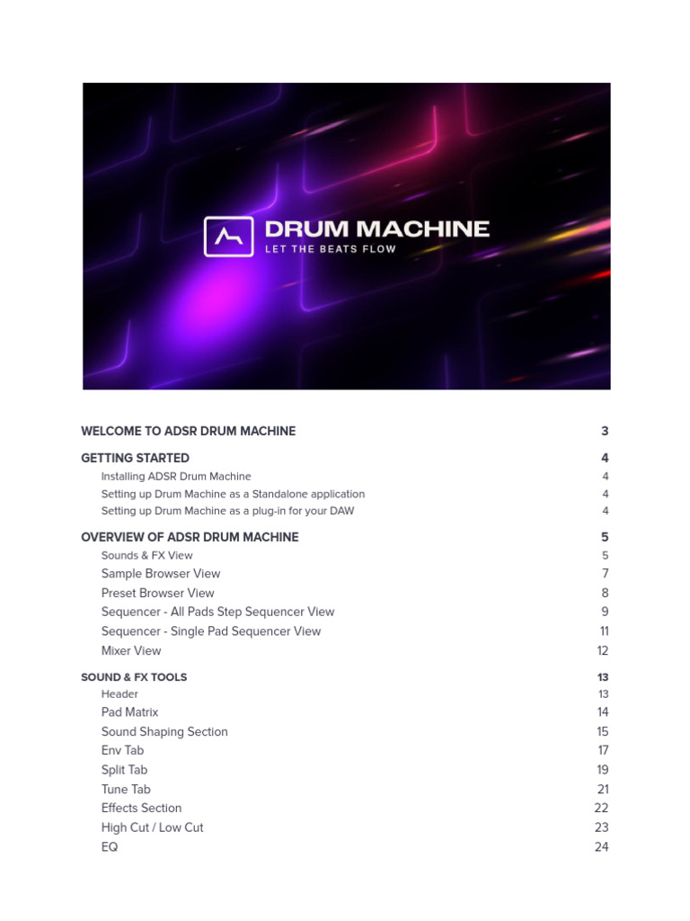 ADSR Drum Machine Manual | PDF | Computer Engineering | Sound Technology