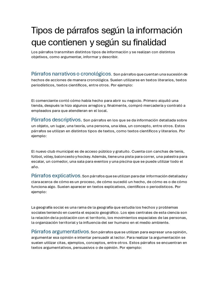 Tipos de Parrafos | PDF | Revolución industrial | Geografía
