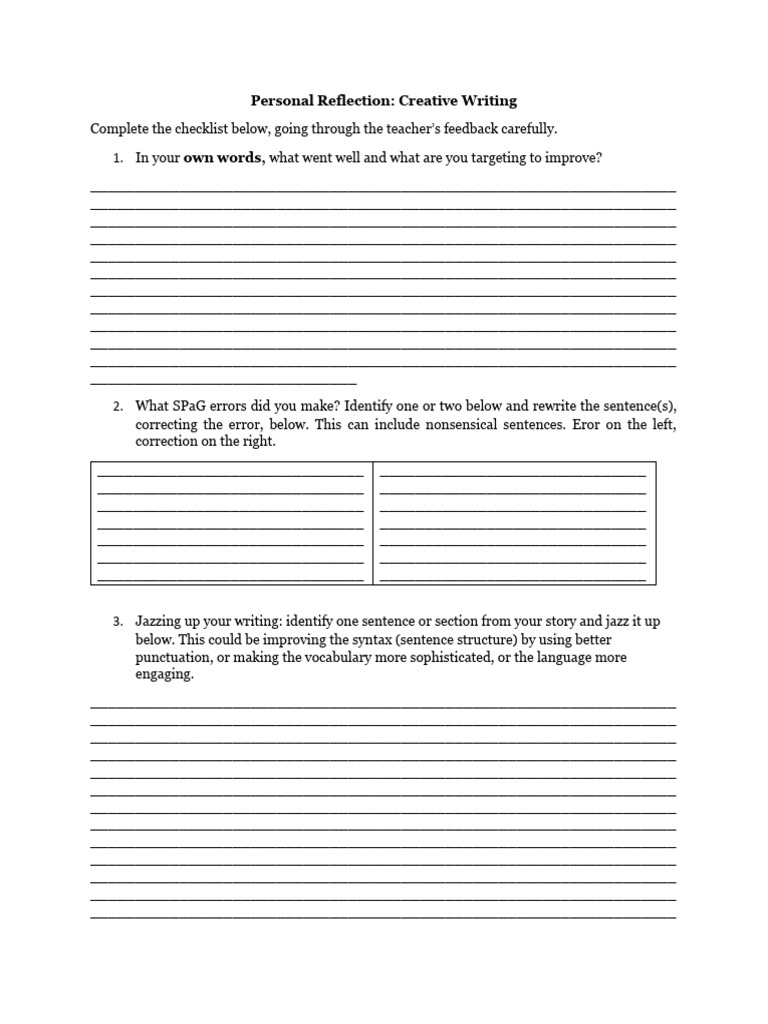 Imaginative Writing Reflection | PDF | Writing | Psycholinguistics