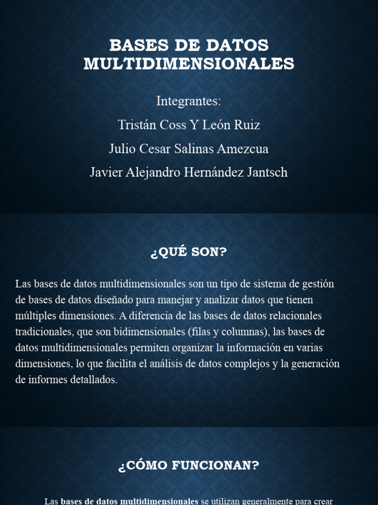 Introducción a Bases de Datos Multidimensionales | PDF | Bases de datos | Planificación de ...