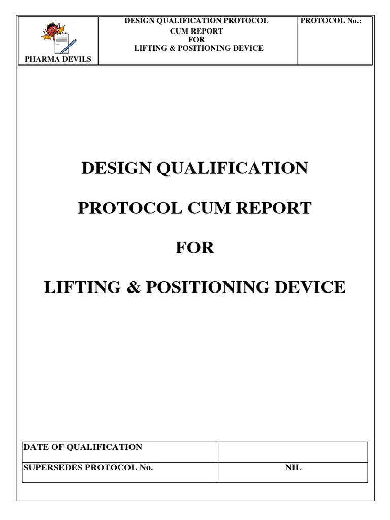 Design Qualification Protocol Cum Report For Lifting Positioning Device ...