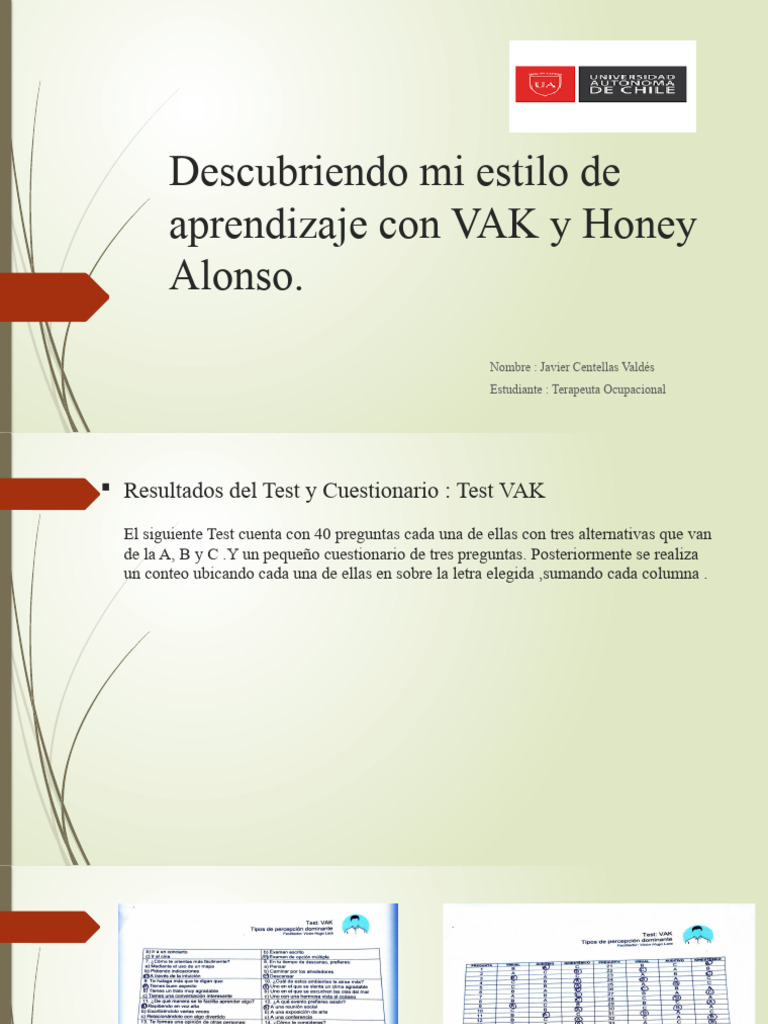 Descubriendo Mi Estilo de Aprendizaje Con VAK y | PDF | Aprendizaje ...