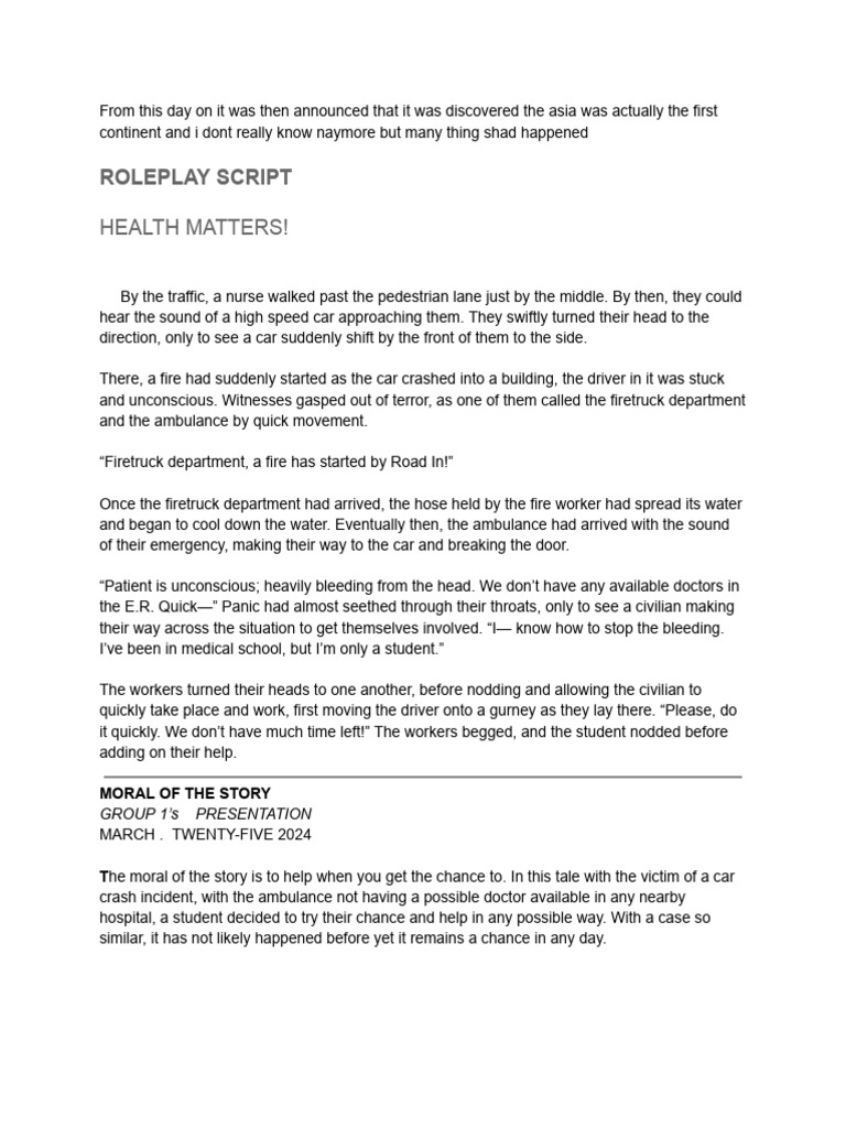 Emergency Response Roleplay Script | PDF | Social Science | Self-Improvement